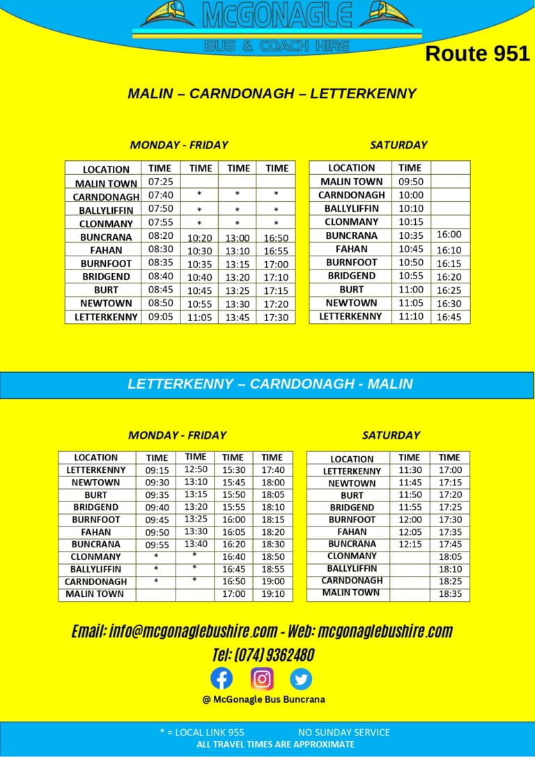 Malin Carndonagh Letterkenny - Timetable